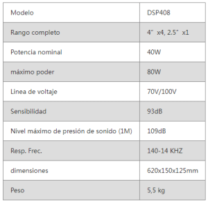 Altavoz de columna DSP408 - HPTI Sistemas y Equipamientos